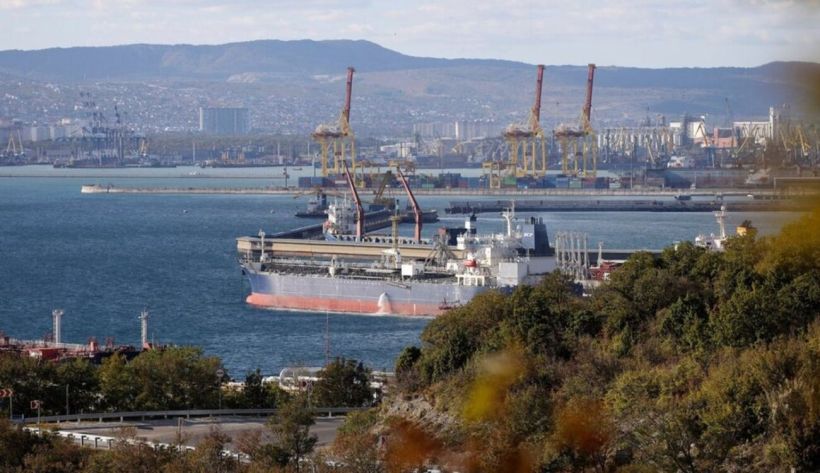 Military ships, air defense systems, and oil infrastructure in the port ...